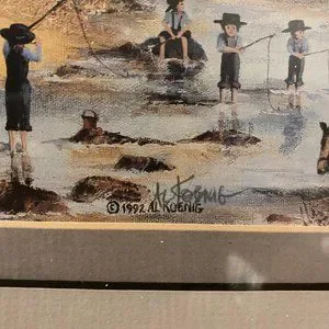 Al Koenig | Art | Vintage 992 Art Print Of Amish Children Fishing And ...